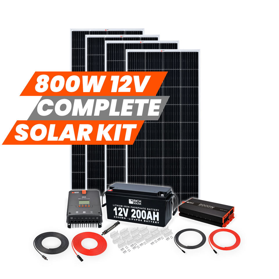 Rich Solar 4 Panel Complete Solar Kit | 800 Watt for RVs, Boats, Cabin ...